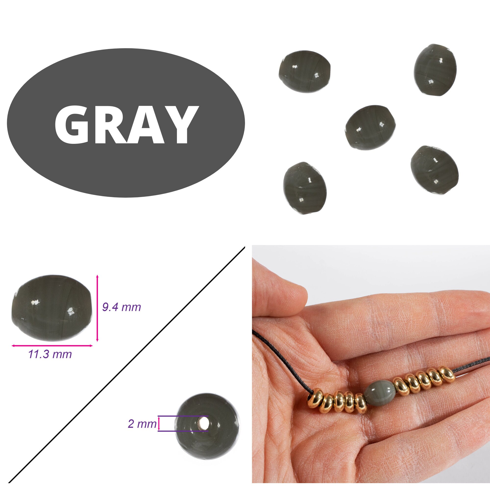Oval Glass Rod Beads - 10 Color Options - Multi-packs Available ...