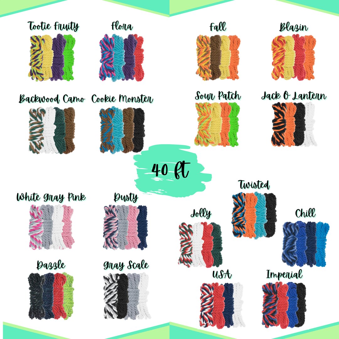 40ft Kit – 100% Cotton Twisted Rope – 1/4 Inch and 1/2 Inch – Variety ...
