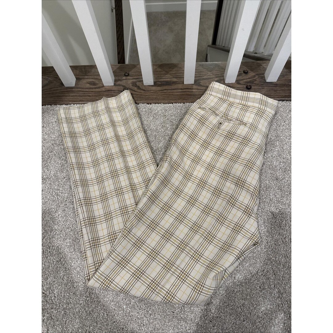 VTG 70s Jcpenney MW "the Slack" Tan Plaid Dress Pants High Rise ...
