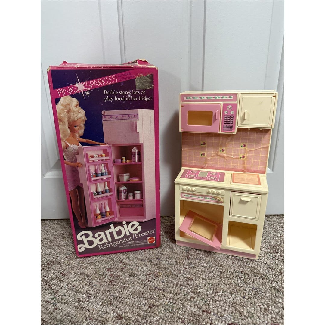 Vintage 1987 Mattel Barbie Sweet Roses Cooking Center Stove Microwave ...