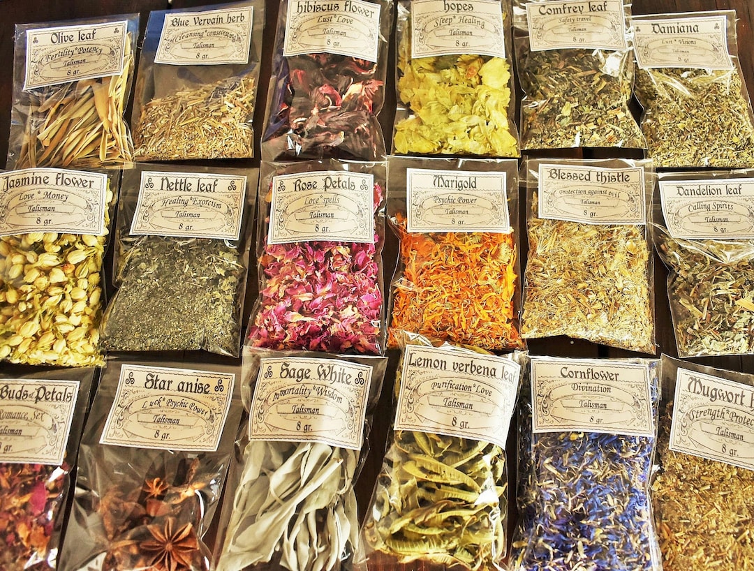 LOT HERBS BAGS Set Herbs Packs |magical| Apothecary| Dried Flowers ...