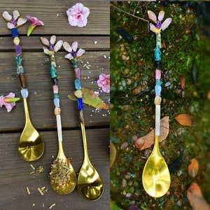 CRYSTAL CHIPS SPOON |cute Spoons for Herbs| Metal Gold Spoons ...