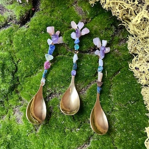 CRYSTAL CHIPS SPOON |cute Spoons for Herbs| Metal Gold Spoons ...