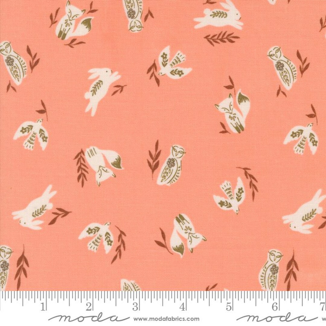 Folk & Lore Yardage Fable Friends Novelty Animal Peach Blossom, Fancy ...
