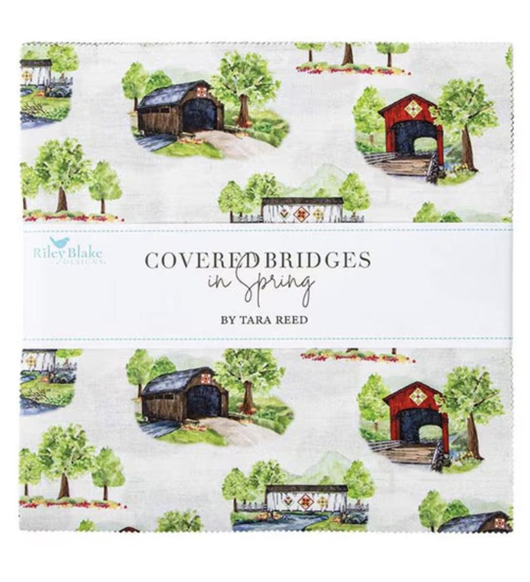 Covered Bridges in Spring 10" Stacker by Tara Reed, Riley Blake Designs, Precut 10" Squares ...