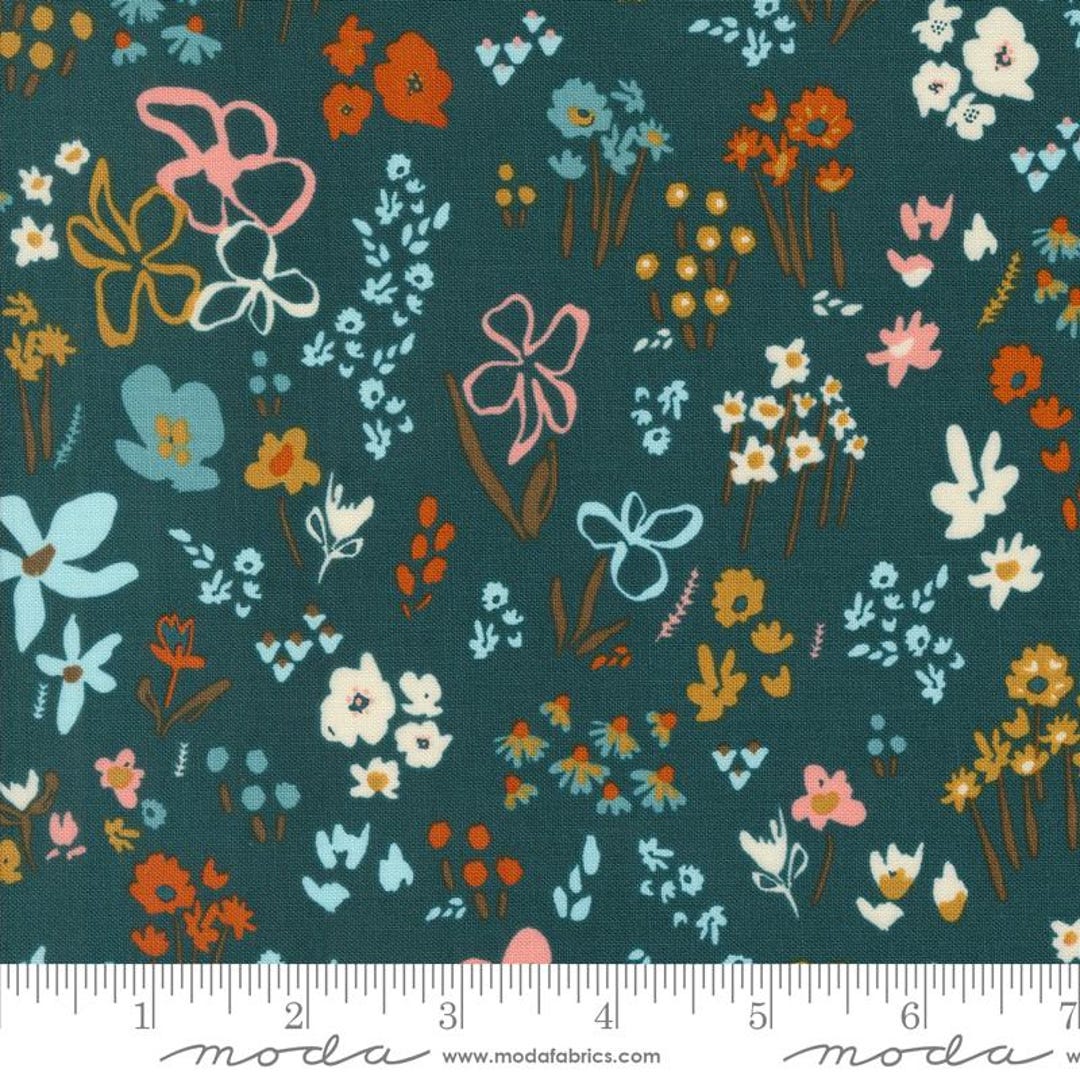 Things Above Yardage Scattered Seeds Florals Deep Sea, Fancy That ...