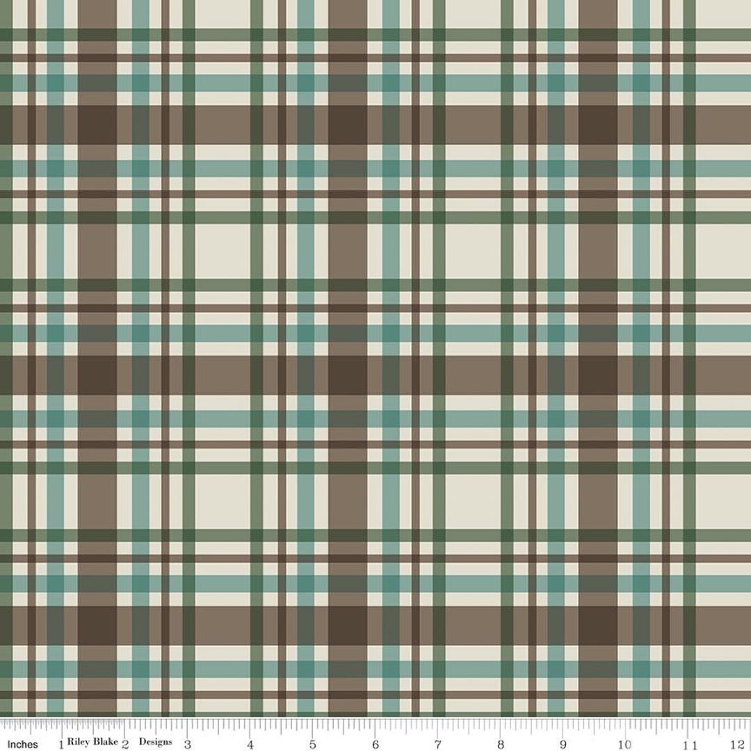 Let's Get Lost in the Woods Yardage Plaid off White by Tara Reed, Sold ...