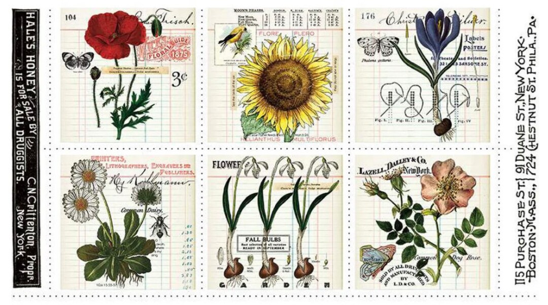 Art Journal Pages Flower Patch Panel by J Wecker Frisch, Printed Ledger ...