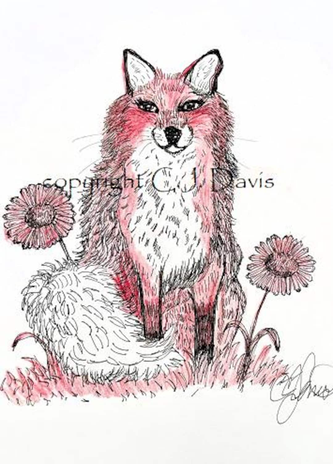 Instant Printable Fox Card Art File for Valentine Card and More Crafts ...