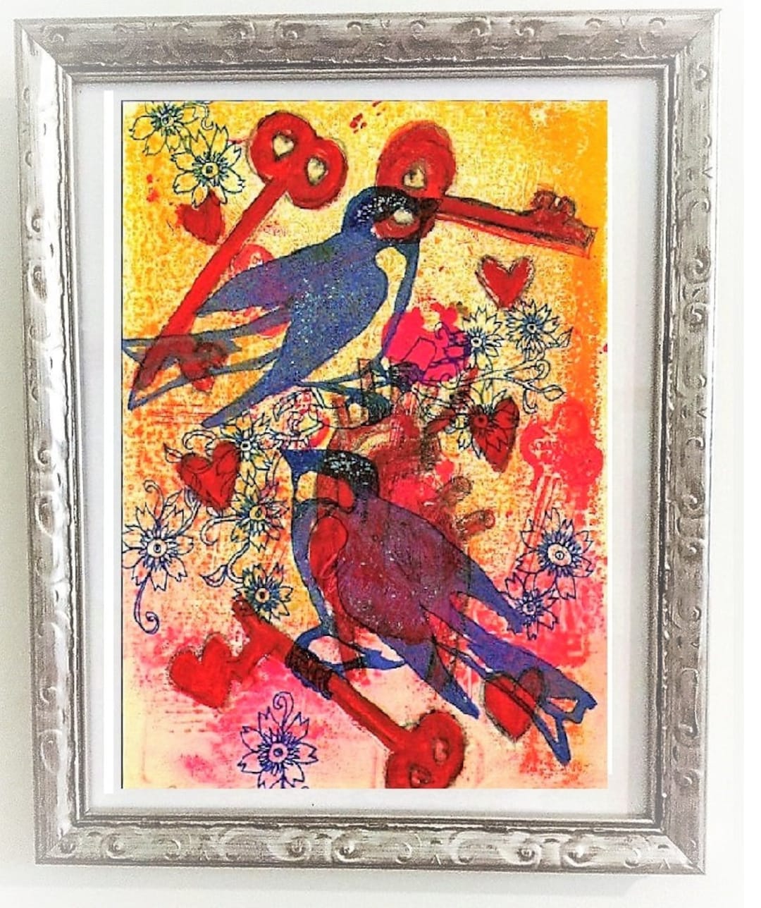 Blue Swallows & Key Art Print, Romantic Victorian Illustration - Etsy