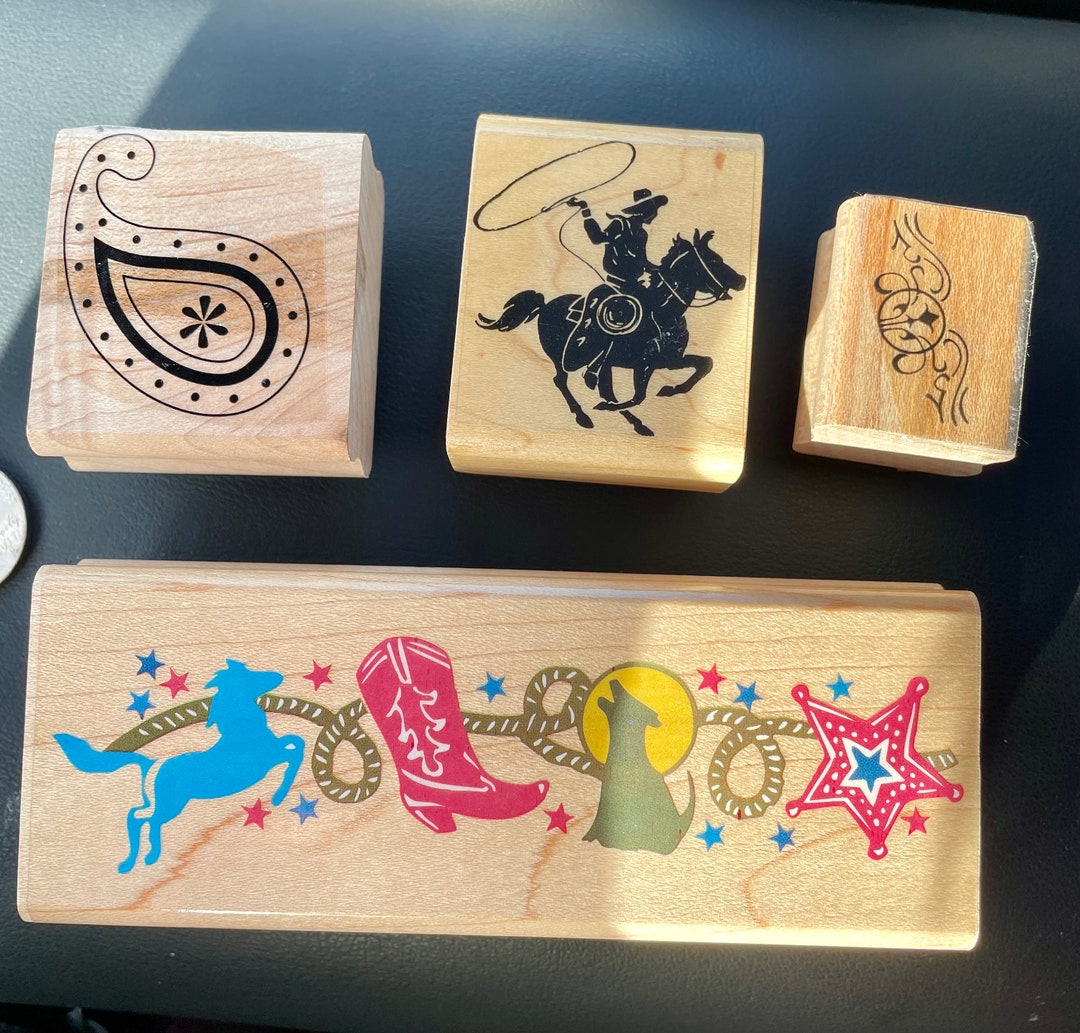 Cowboy and Cowgirl Rubber Stamp Set Country Western Paisley Horse an ...
