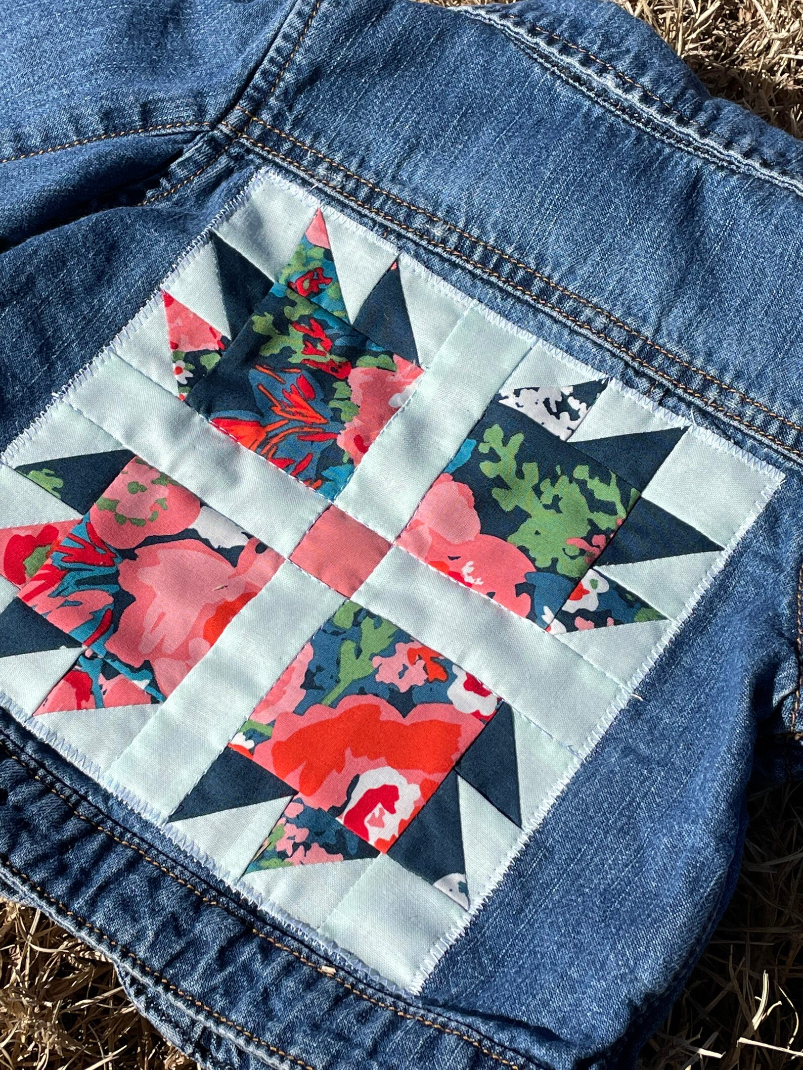 Boho Inspired Floral Quilted Jean Jacket Quilted Jacket - Etsy