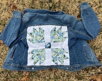 Upcycled Jean Jacket With Quilted Panel, Size XS - Etsy