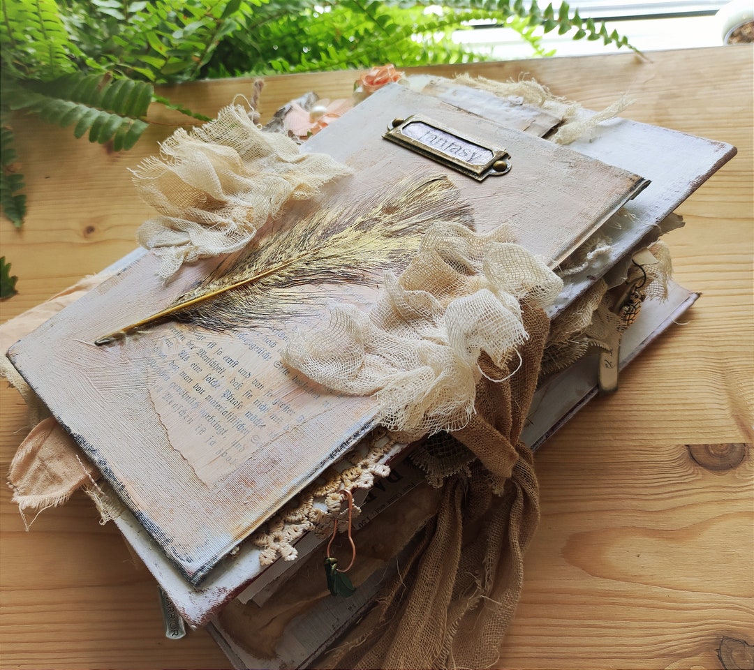 Handmade Raw Lace and Linen Art Book fantasy Junk - Etsy