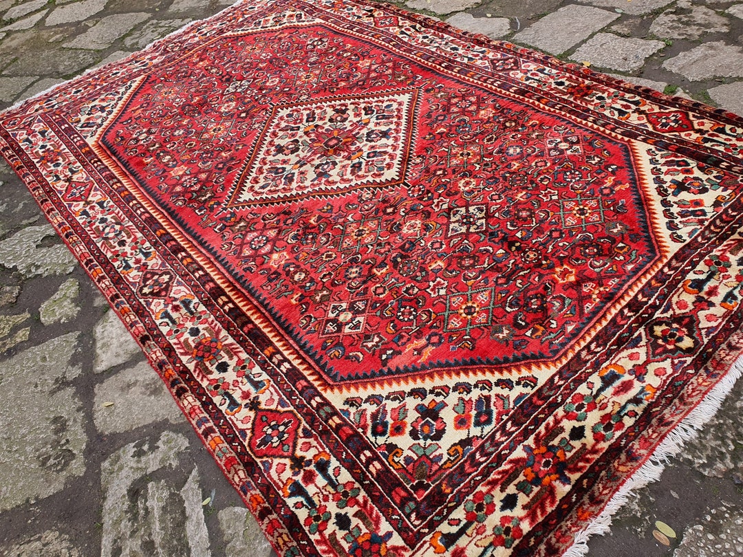 Large Persian Style Turkish Rug: 10x6 Red Floral Wool Carpet - Etsy