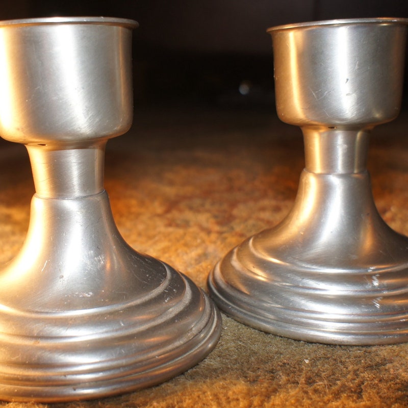 Pewter Candlesticks - Etsy
