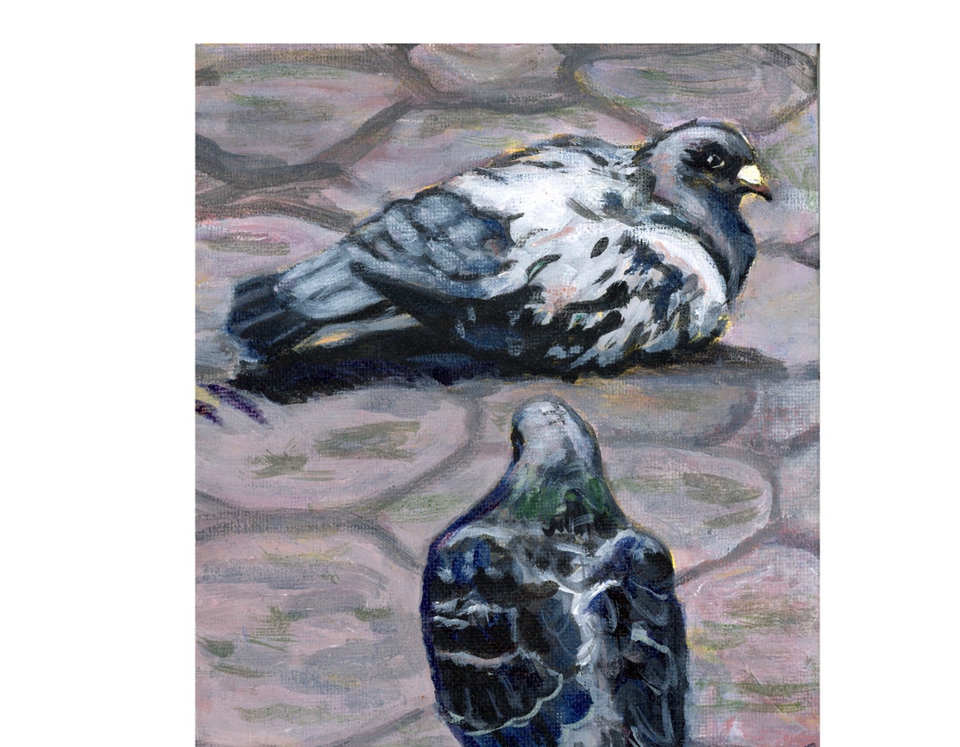 New York City Pigeons #2 Original Acrylic Painting 5x7 Jennifer ...