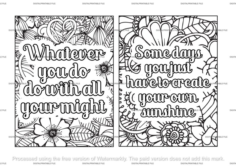 Motivational Quotes Coloring Book,bundle 1, Adults Coloring Book ...