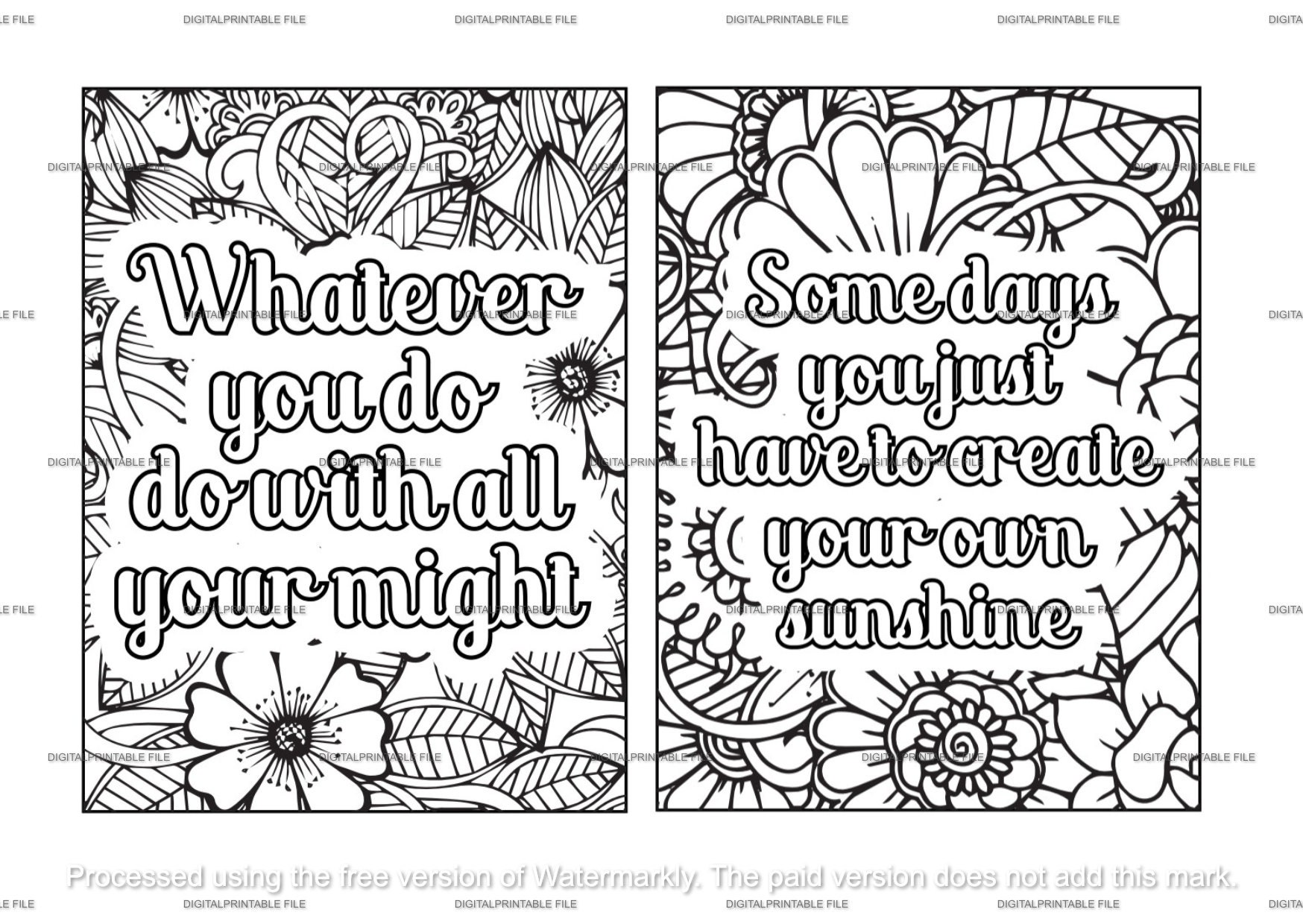 Motivational Quotes Coloring Book,bundle 1, Adults Coloring Book ...