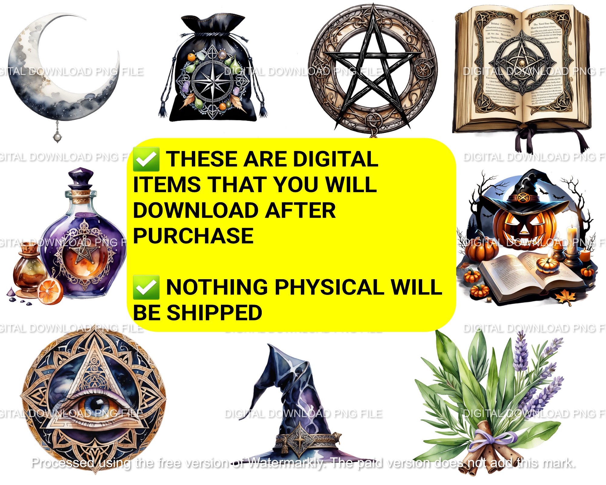 Witchy Clipart Witch Symbols Clipart Witchy Elements - Etsy