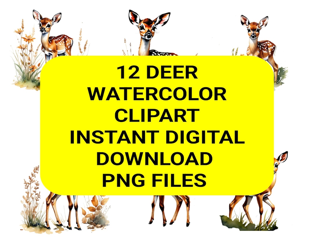 Watercolor Deer Clipart Baby Deer Clipart Fawn Clipart Instant - Etsy