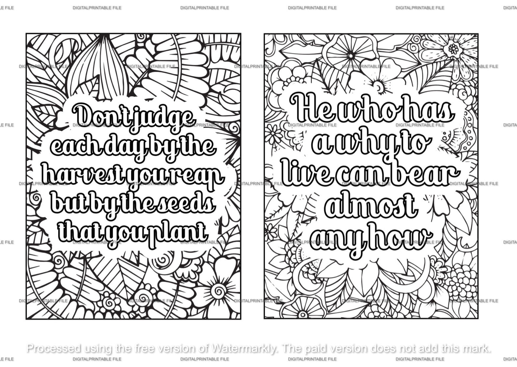 Motivational Quotes Coloring Book,bundle 1, Adults Coloring Book ...