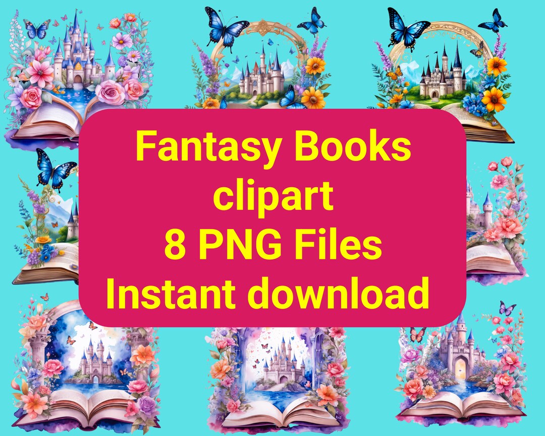 Fantasy Open Book Magical Book Clipart 8 PNG Files Instant - Etsy