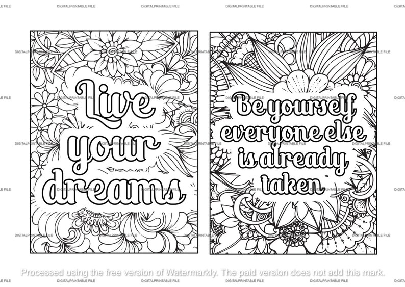 Motivational Quotes Coloring Book,bundle 1, Adults Coloring Book ...