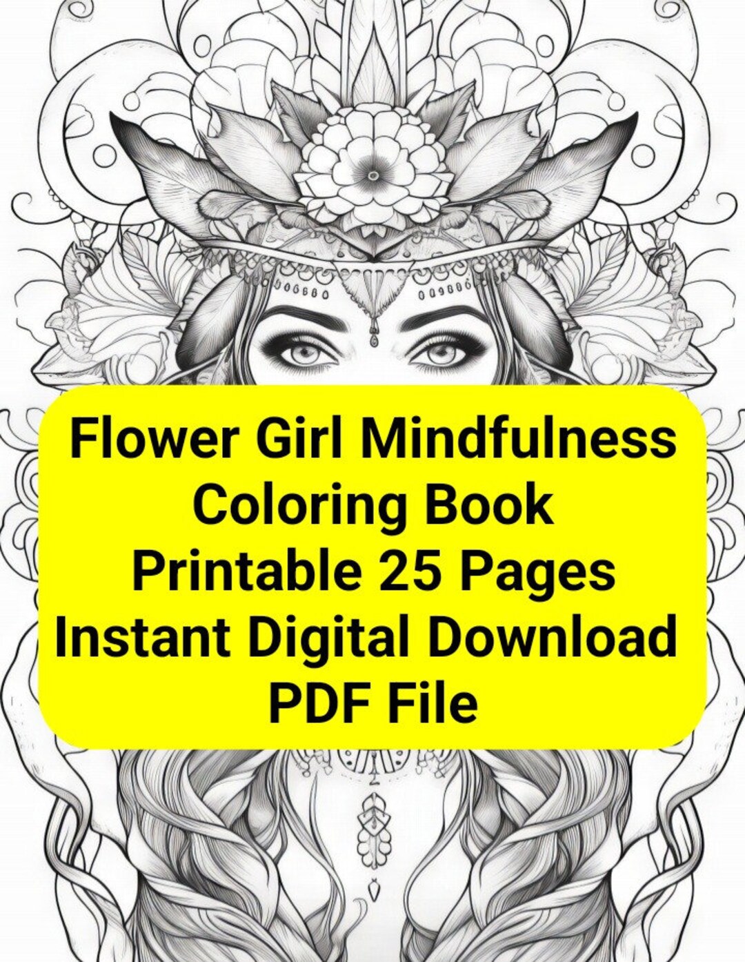 Mindfulness Coloring,flower Girl Coloring Book,coloring Book,printable ...