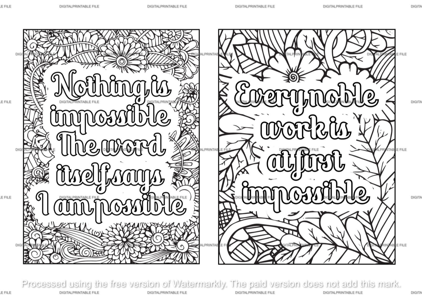 Motivational Quotes Coloring Book,bundle 1, Adults Coloring Book ...