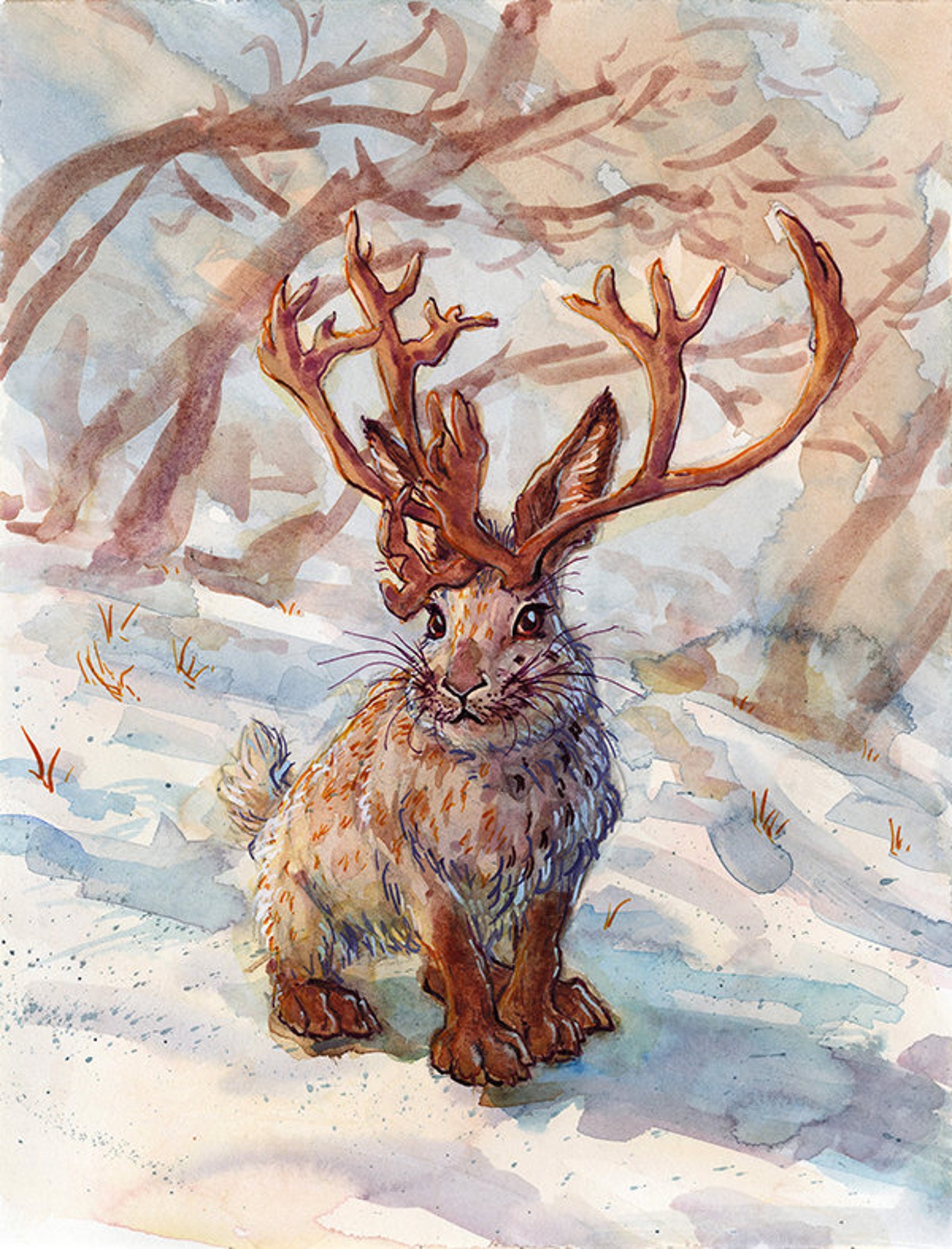 JACKALOPE ART PRINT Cryptid and Fantasy Wall Decor Hare | Etsy