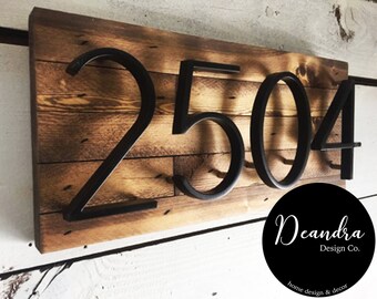 Address Plaque Horizontal w/ Floating Numbers shiplap rustic | Etsy