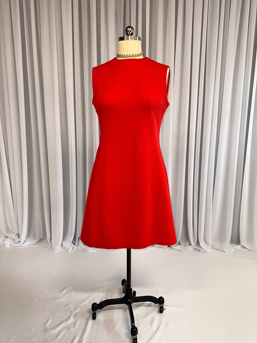 60s Vintage Go Go Handmade Ruby Red Sleeveless Polyester Shift Dress - Etsy