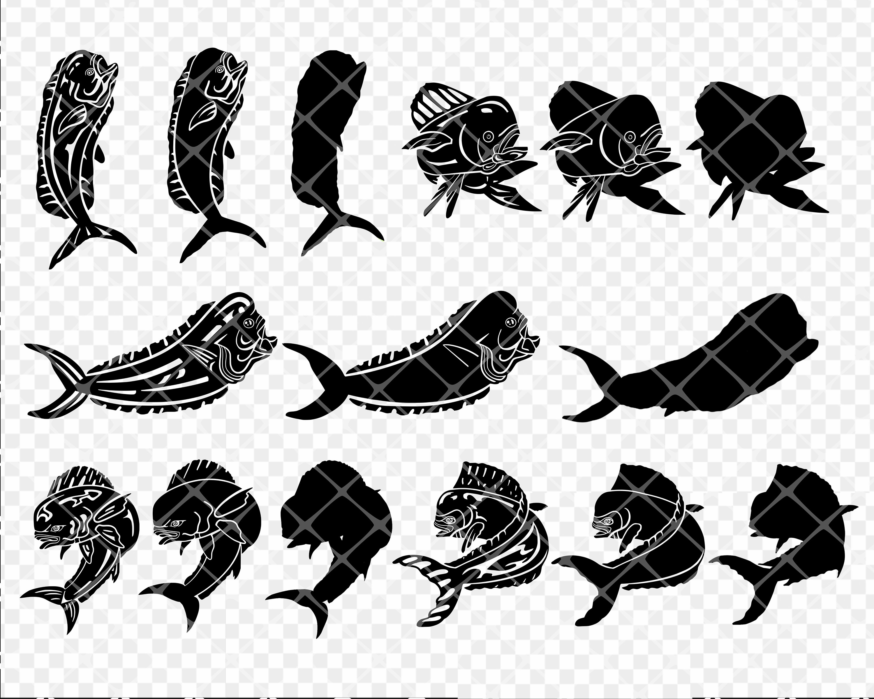Fishing Mahi Mahi Dolphinfish Digital Svg Cricut Silhouette Cut Cutting ...