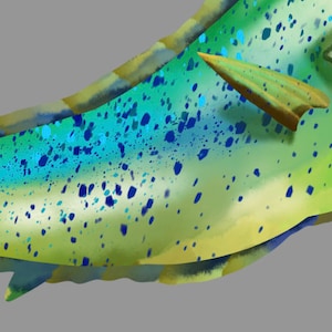 Watercolor Fishing Mahi Mahi Dolphinfish Digital Art Graphics Hand ...