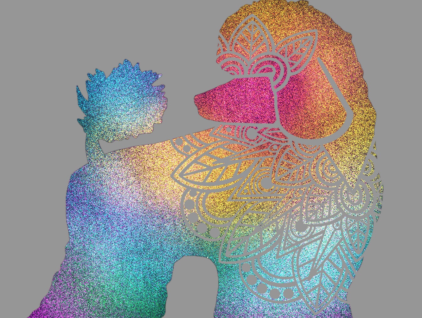 Sparkle Glitter Rainbow Poodle Dog - Clip Art Clipart Png File Digital ...