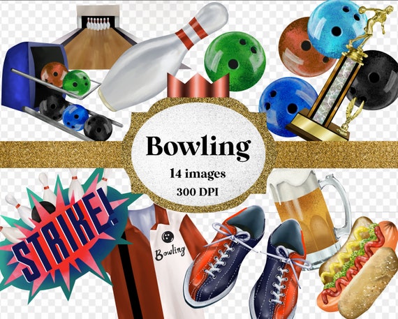 Watercolor Bowling Clipart Clip Art Digital SVG Vector - Etsy
