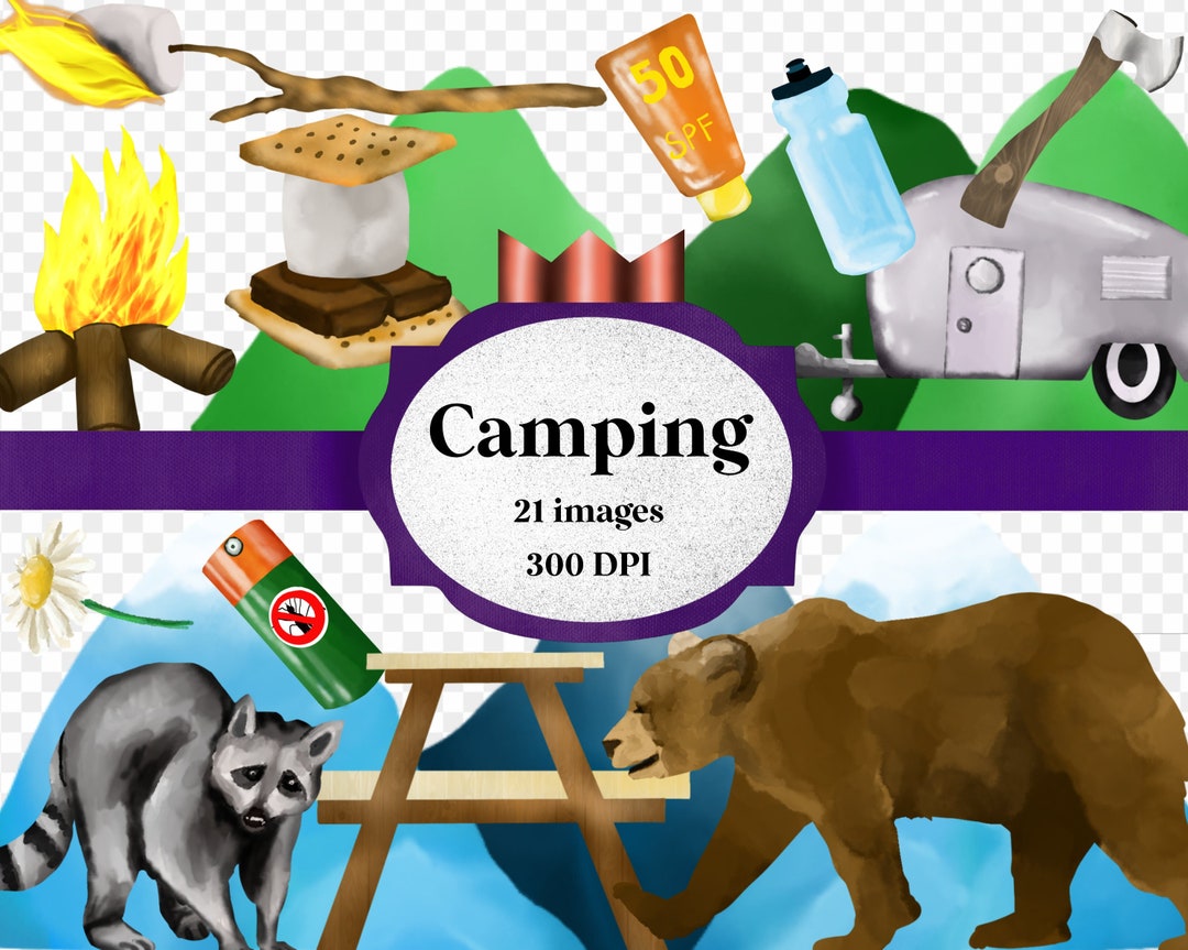 Watercolor Camping Clipart Digital File Png - Hand Drawn Artwork ...