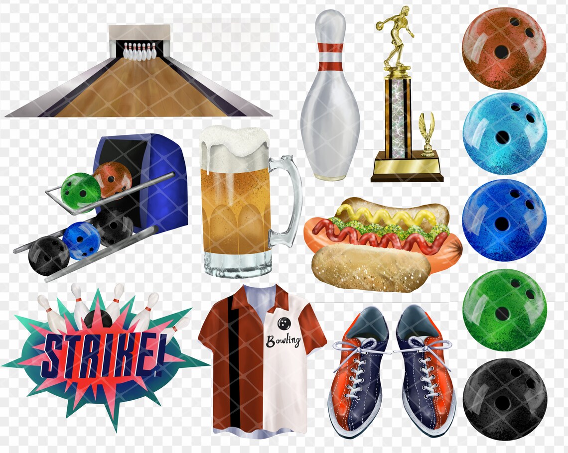 Watercolor Bowling Clipart Clip Art Digital SVG Vector - Etsy