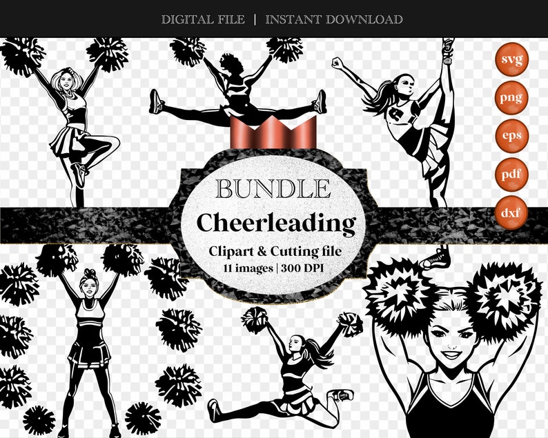 Cheerleading Digital-svg Eps Png Pdf Dxf Cricut Silhouette Cutting File ...