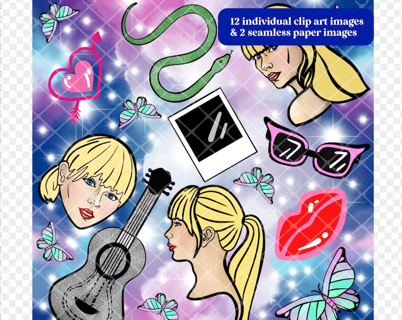 Watercolor Taylor Swift Clipart Clip Art Digital Png Hand Drawn Artwork ...