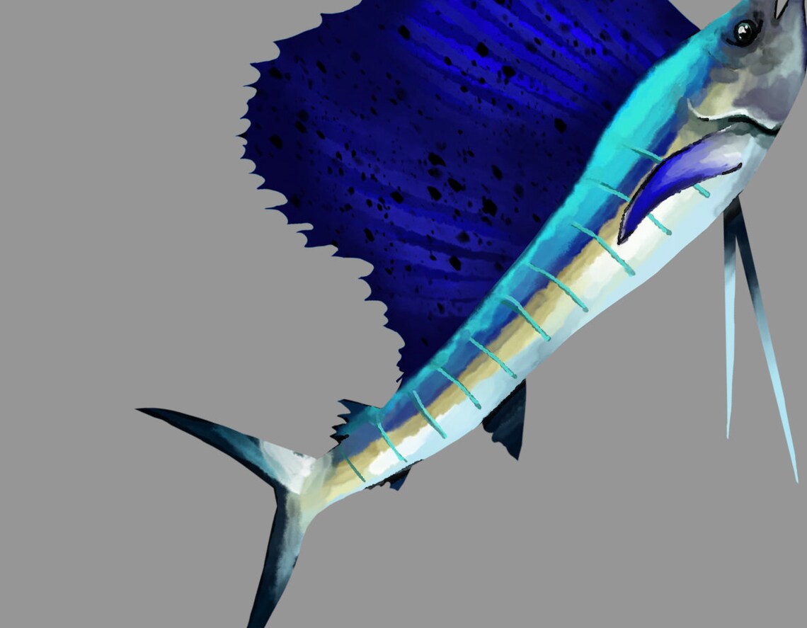 Watercolor Deep Sea Ocean Fishing Clipart Clip Art Digital - Etsy