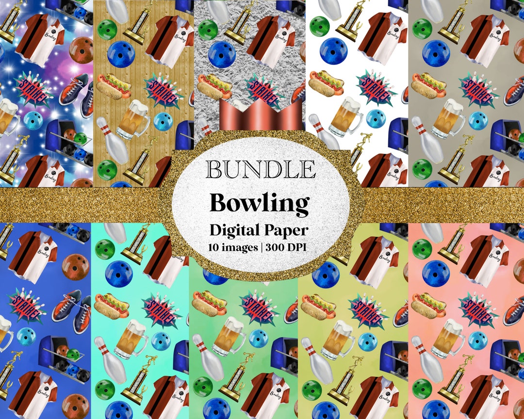 Watercolor Bowling Seamless Pattern Digital Paper - Clipart Clip Art ...