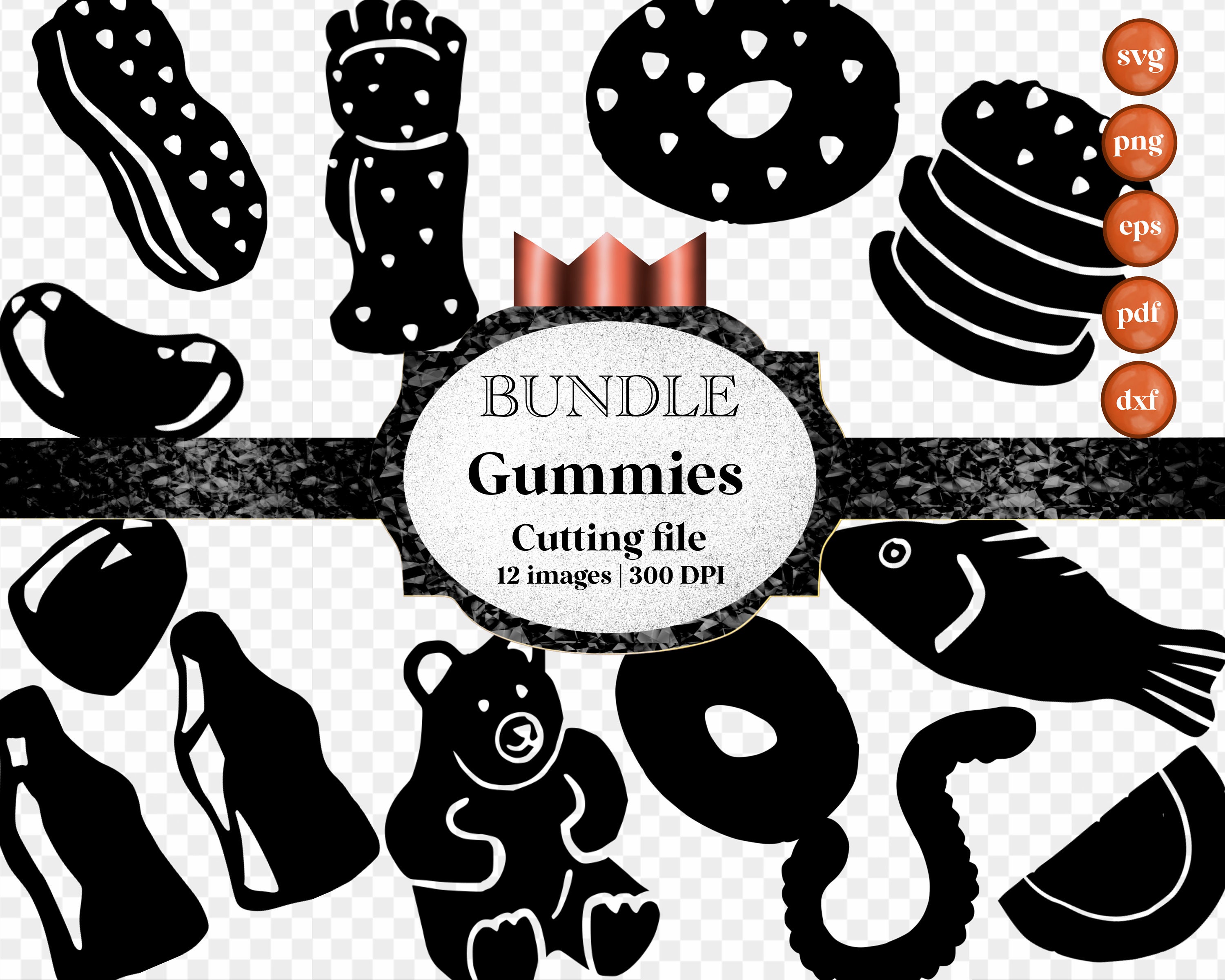 Gummy Candy Clipart Digital-svg Vector Cricut Silhouette-gummy Bear ...