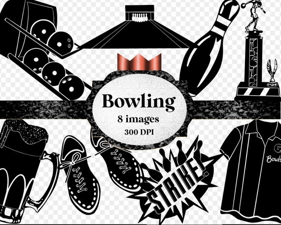 Bowling Clipart Clip Art Digital Graphic PNG SVG Vector - Etsy
