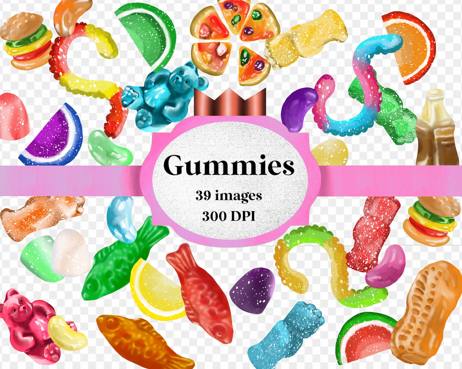 Watercolor Gummy Candy Clipart Digital Hand Drawn Art Artwork Png ...