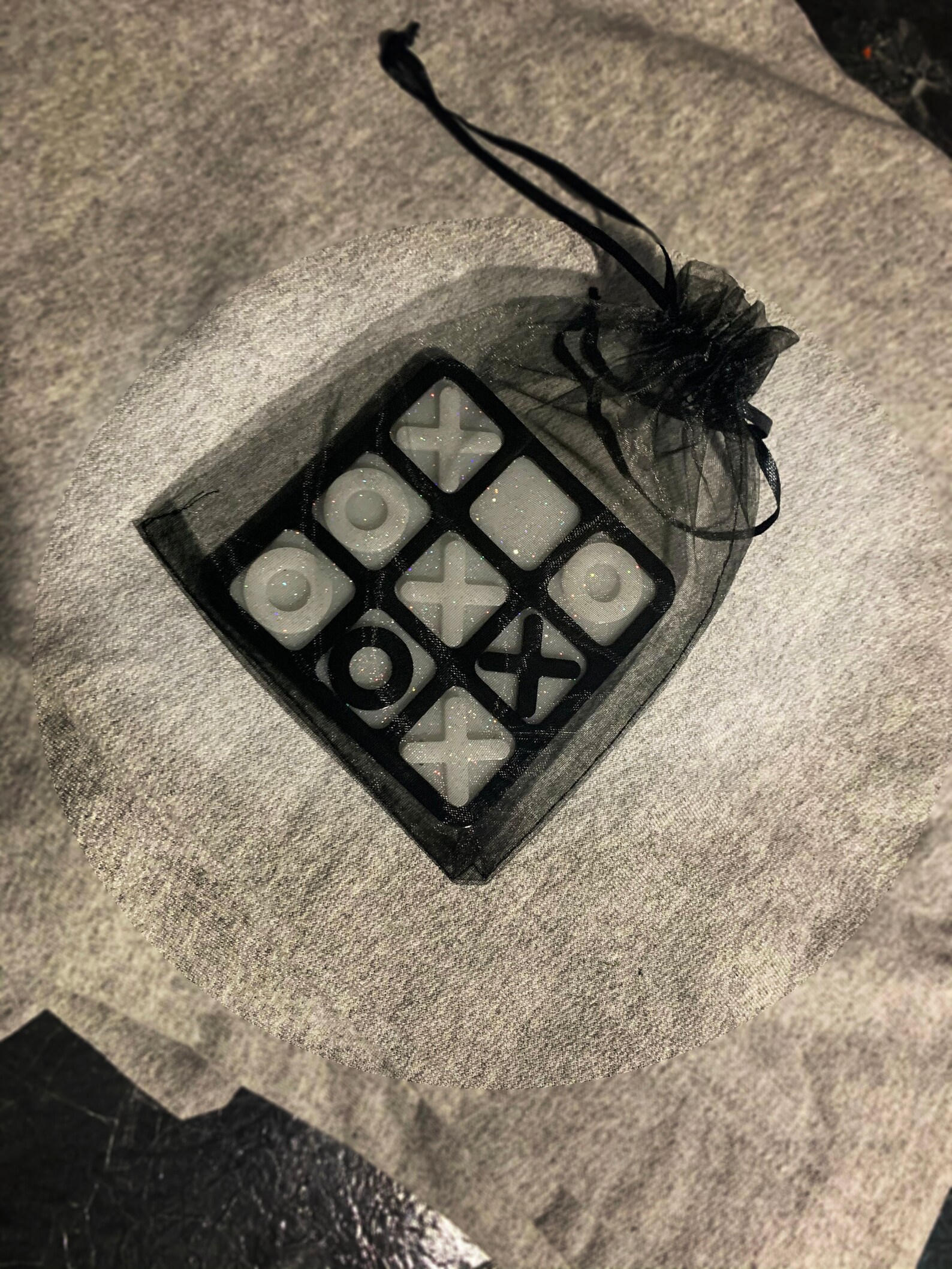 Black & Sparkle White Travel Size Tic Tac Toe Game Board/tic - Etsy