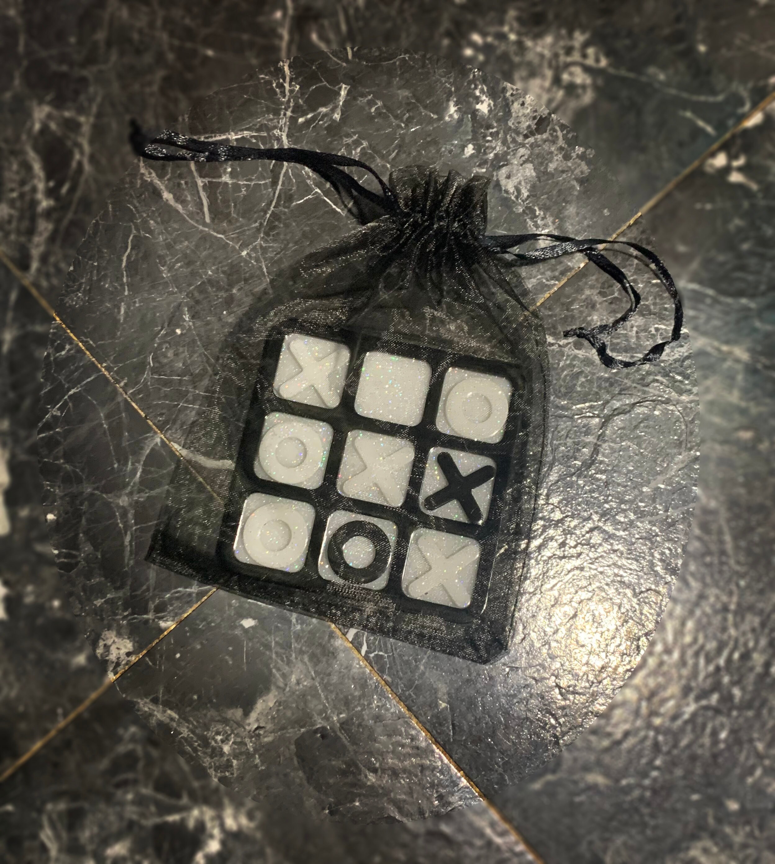 Black & Sparkle White Travel Size Tic Tac Toe Game Board/tic - Etsy