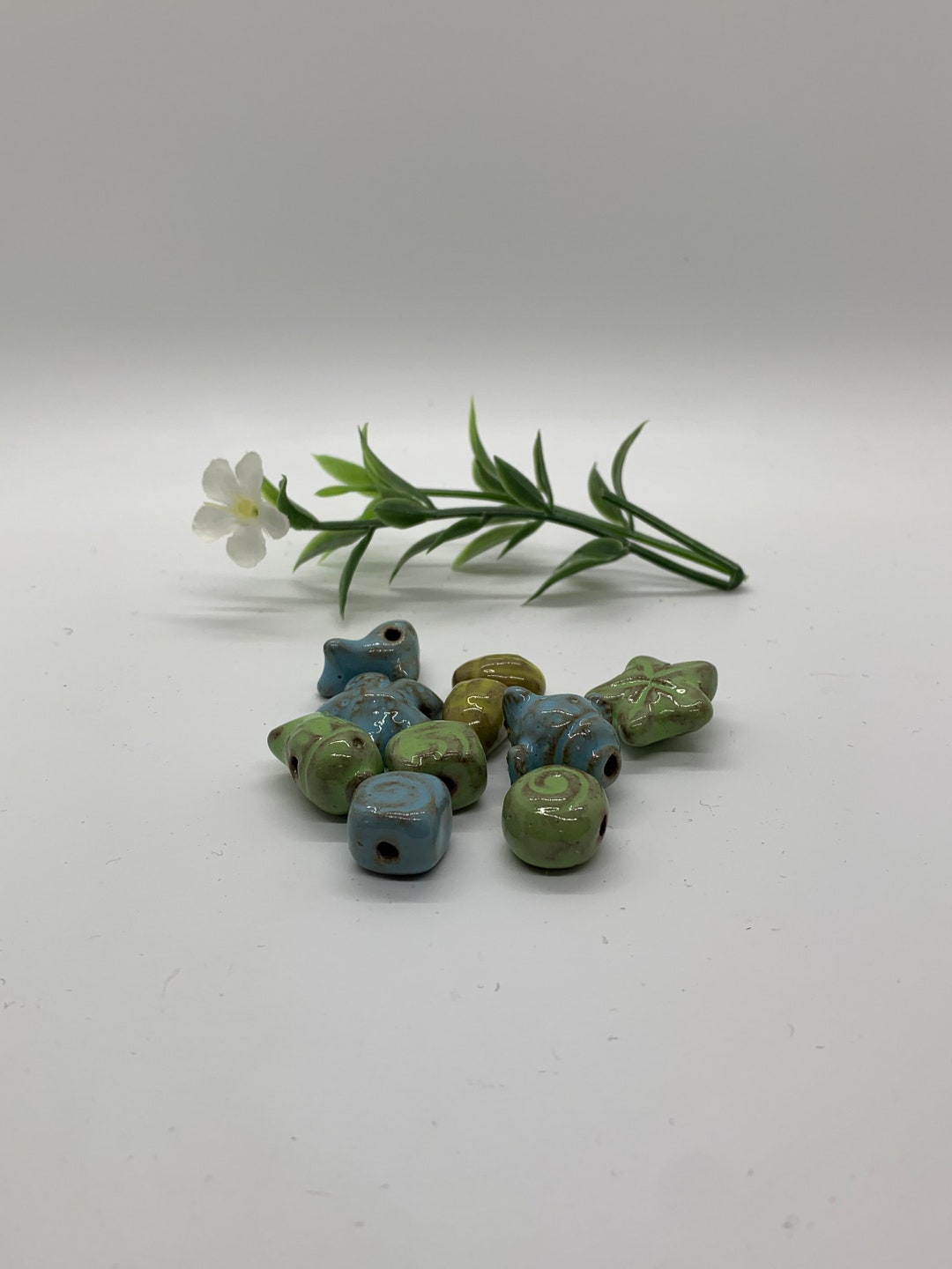 Set of Handmade Ceramic Beads, Beach-themed Beads, by the Sea Beads ...