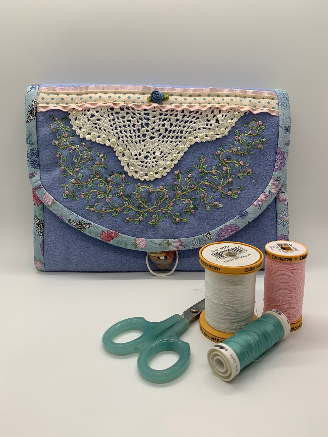 Handembroidered Sewing Kit, Handmade Hussif, Handsewn Housewife ...